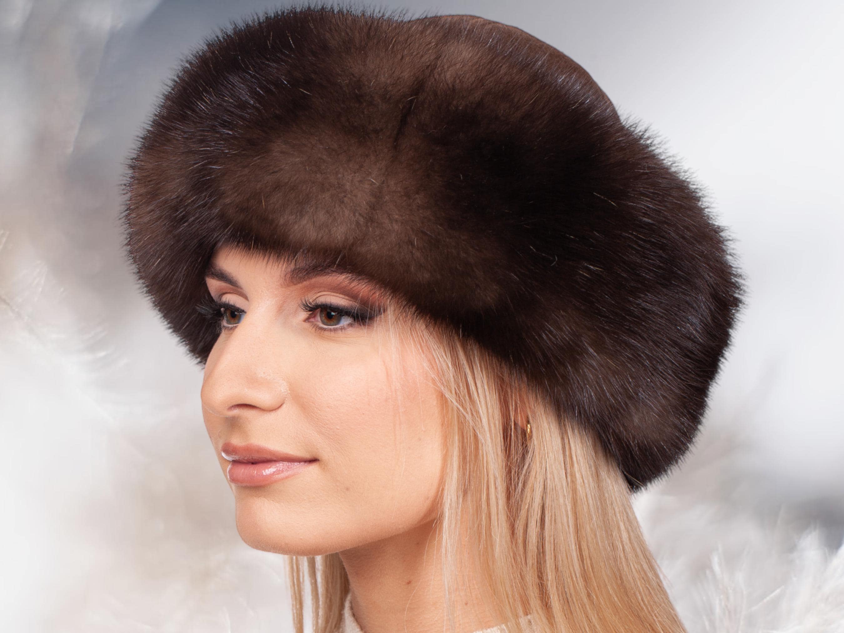 Brown Sable Fur Roller Hat,sable Fur Hat With Cashmere Wool,warm Winter ...
