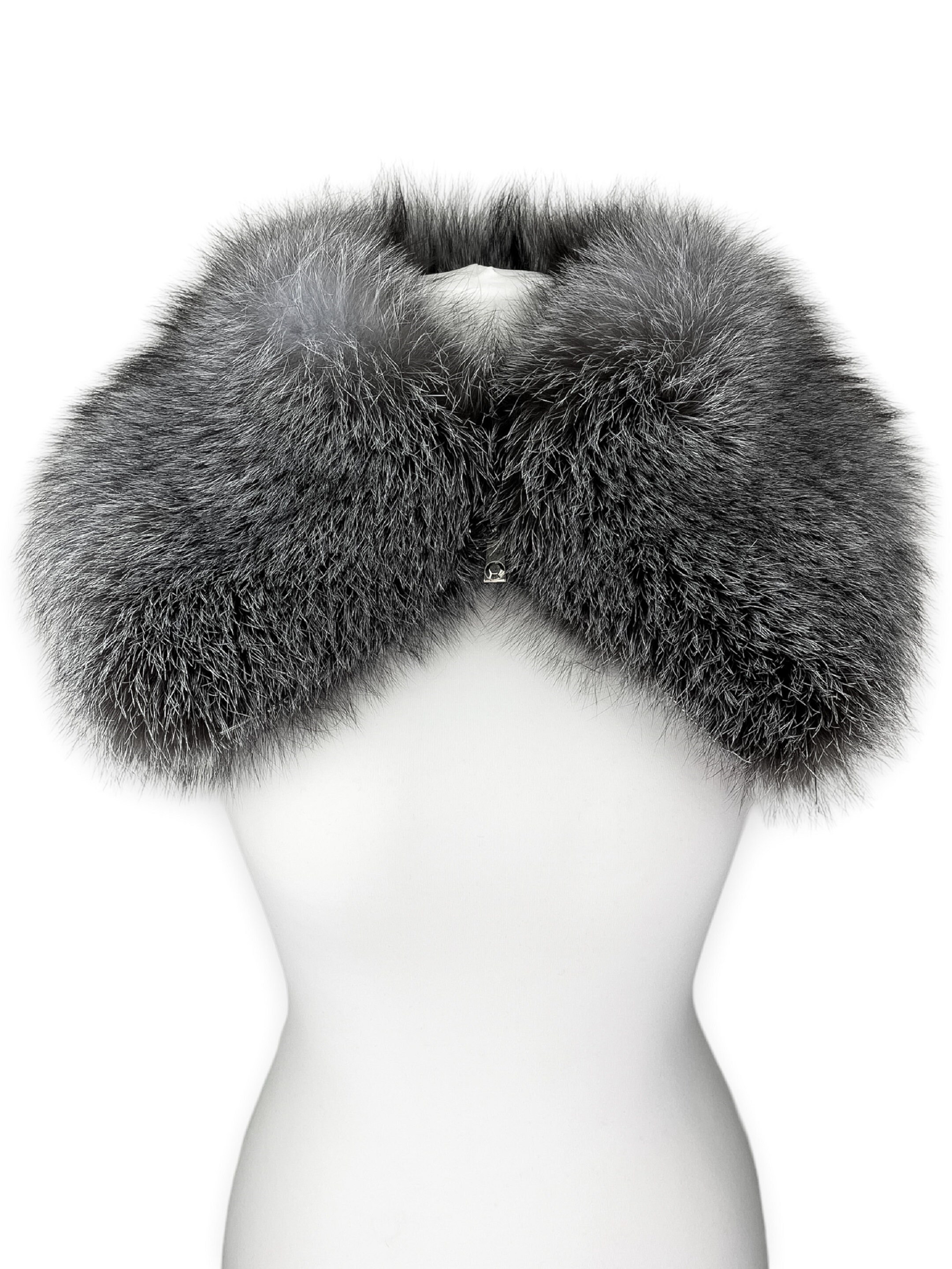 Large Silver Fox Fur Scarfhandmade Winter Furry Collar With A - Etsy