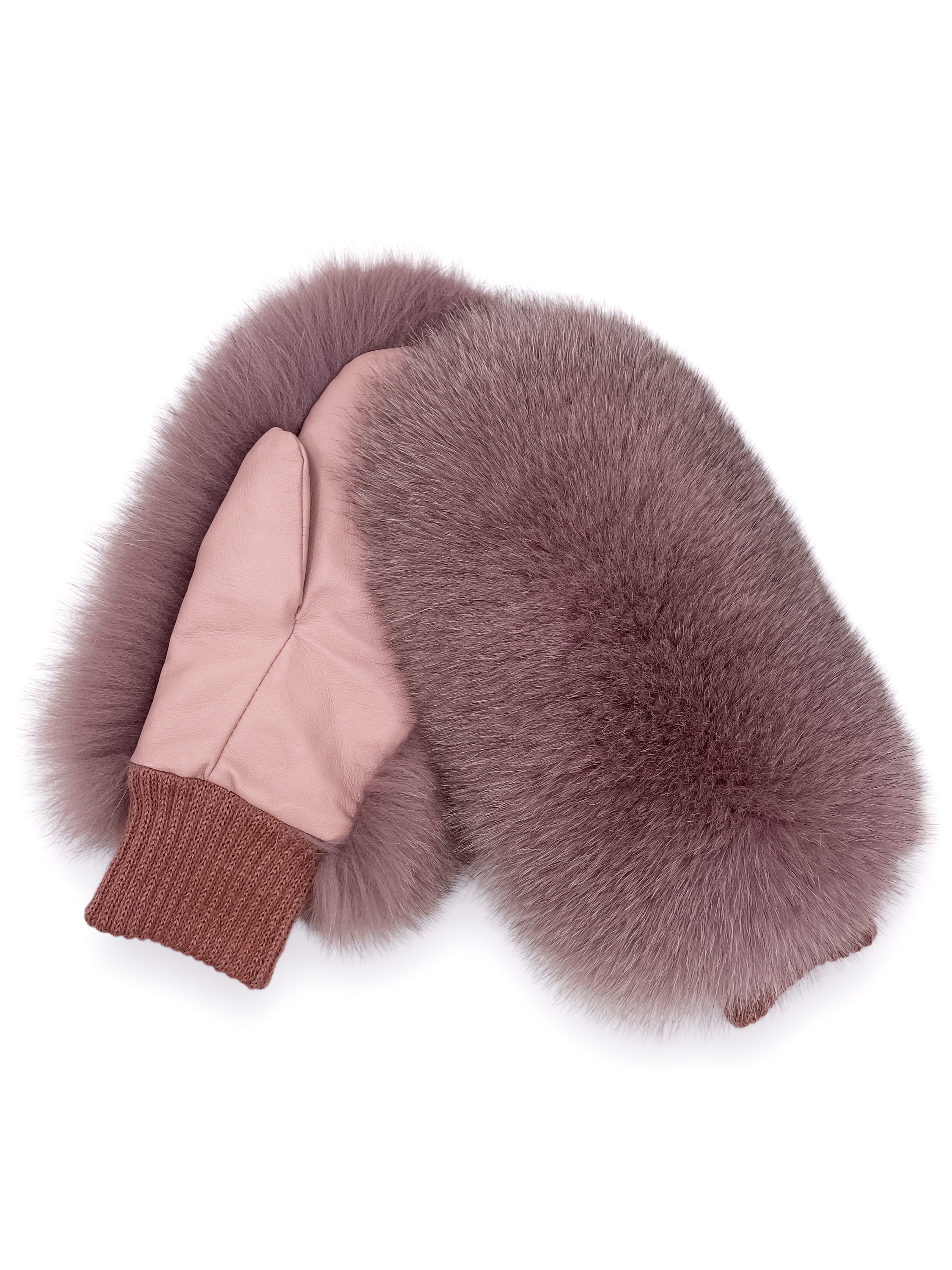 Pink Real Fox Fur Mittens,plush Fluffy Gloves With Real Fur and Leather ...