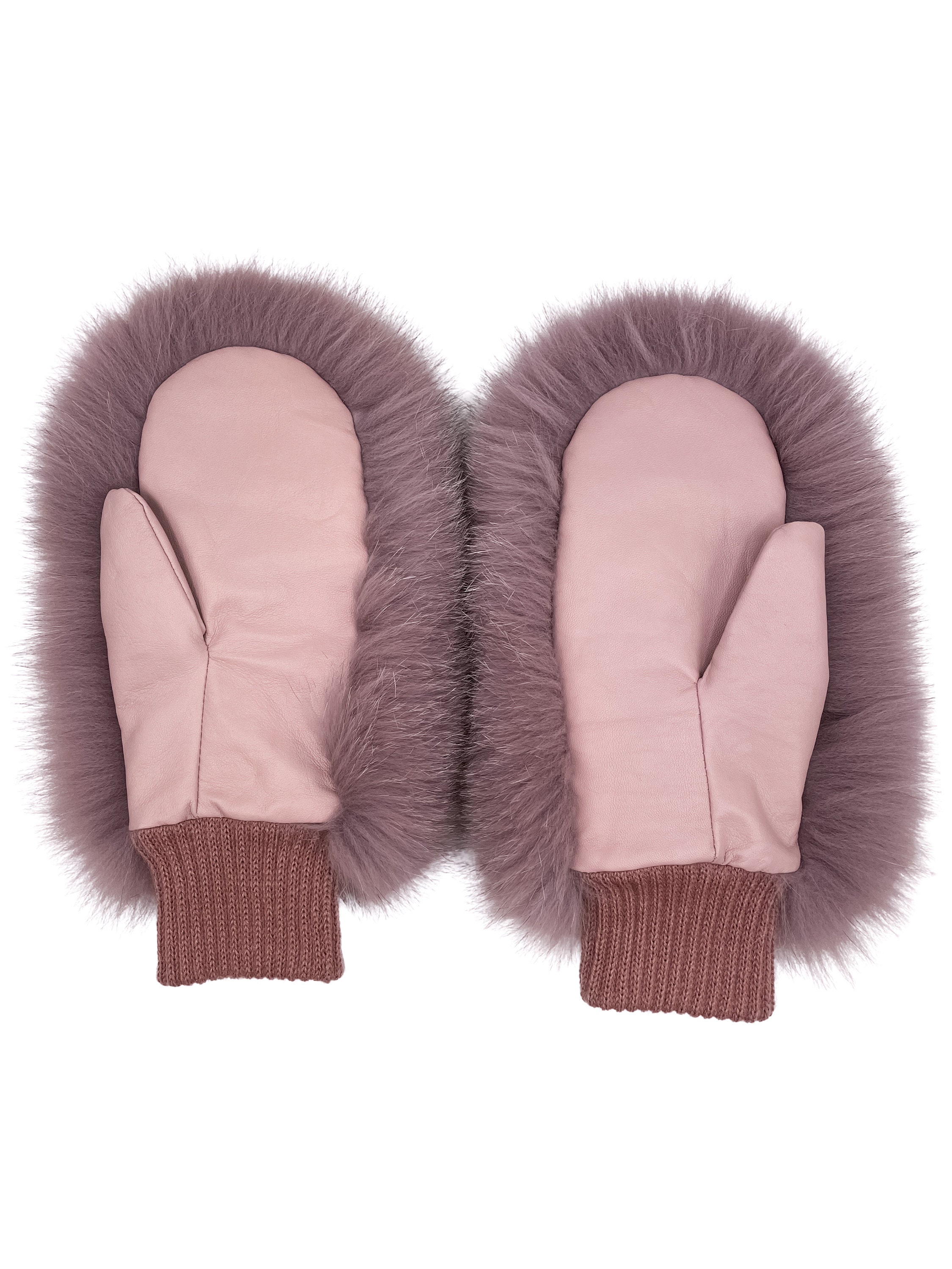 Pink Real Fox Fur Mittens,plush Fluffy Gloves With Real Fur and Leather ...
