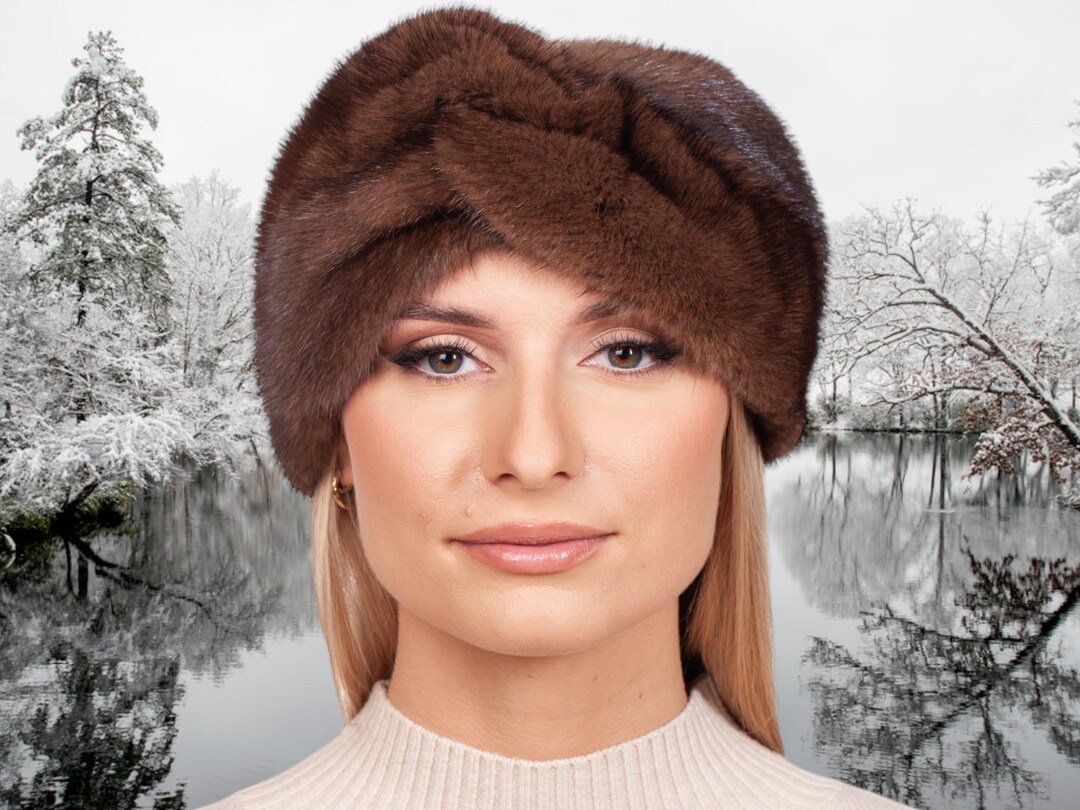 Brown Mink Fur Headband,twisted Fur Headwrap for Winter,knotted Turban ...
