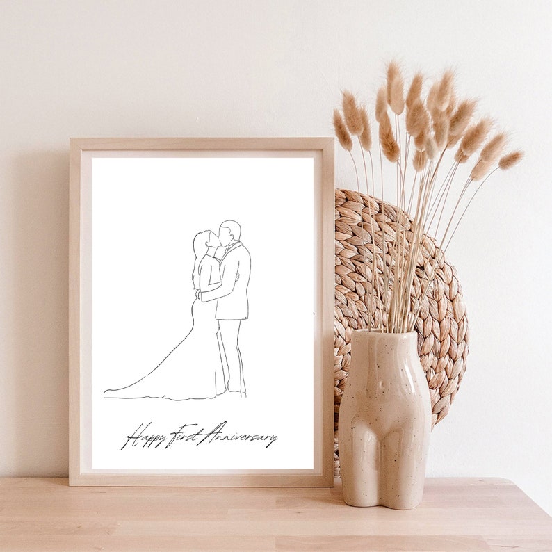 CUSTOM LINE DRAWING First Anniversary Gift Paper Custom - Etsy