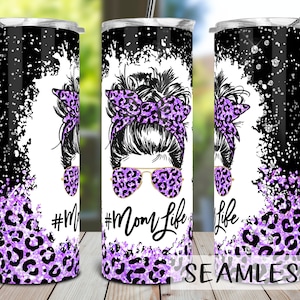 Mom Life Purple Glitter Leopard Tumbler PNG, Mom Life Tumbler ...