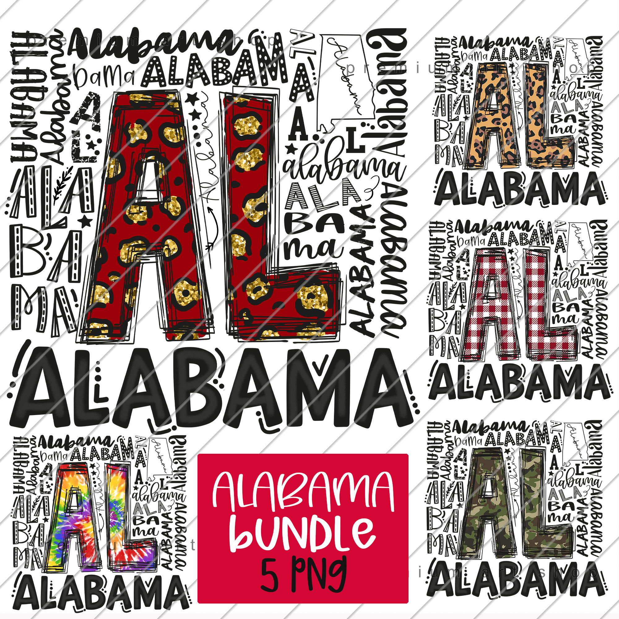 Alabama PNG Bundle: State Pride Sublimation Designs (digital Download ...