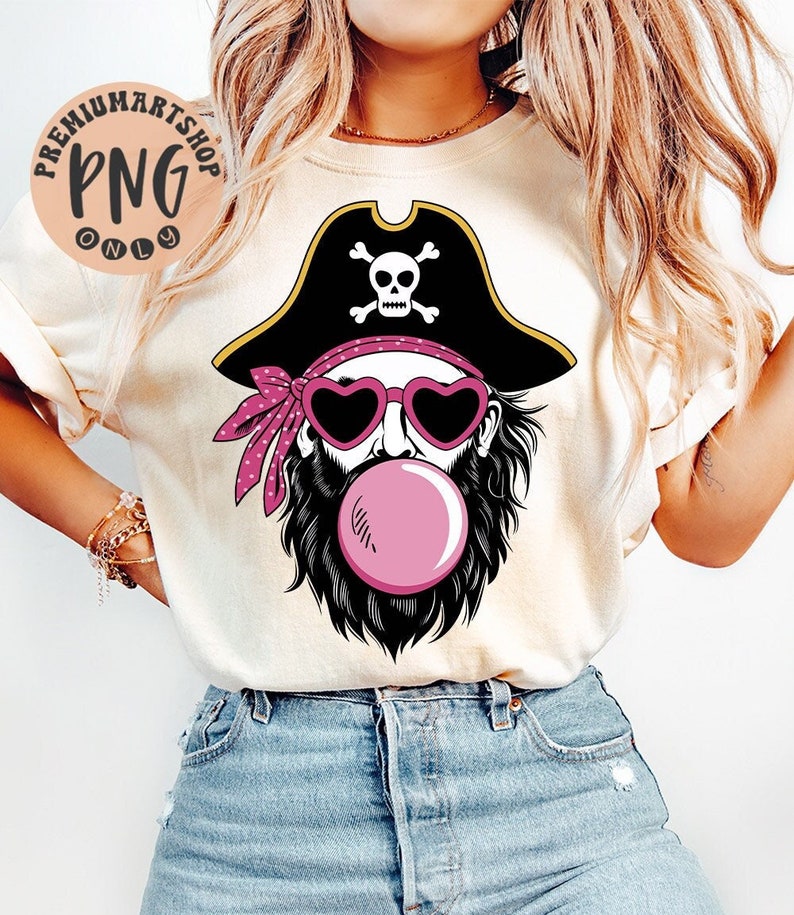 Pirate Blowing Bubble Preppy Pink Png, Preppy Bubblegum Pirate Png ...