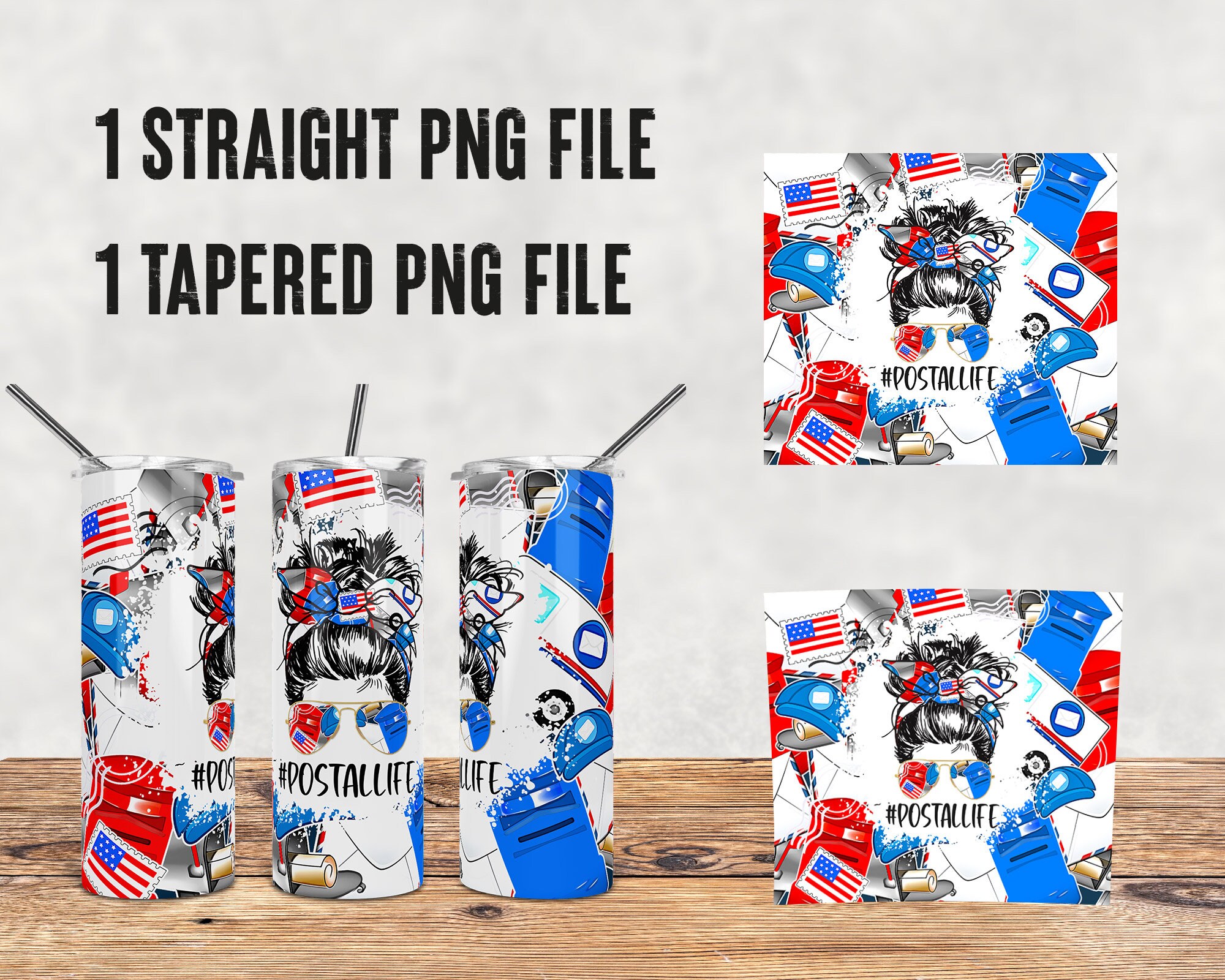 Postal Life Tumbler Sublimation Design: Seamless 20oz Skinny Tumbler ...