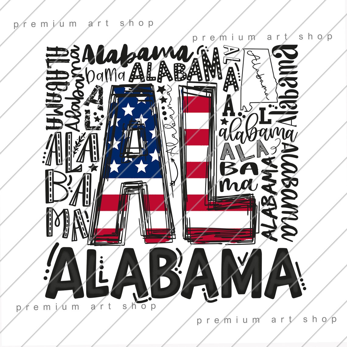 Alabama 4th of July PNG Alabama PNG American Flag Alabama - Etsy