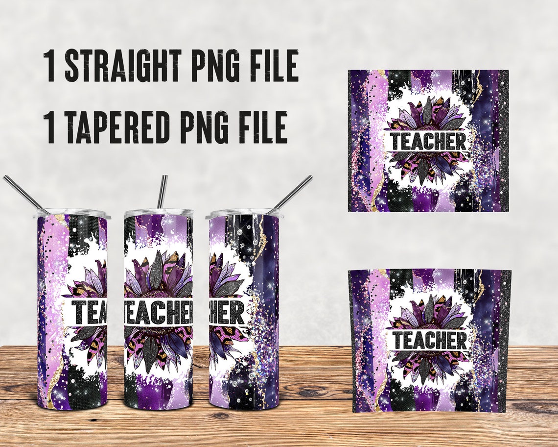 Teacher Purple Sunflower Glitter Tumbler PNG Teacher Life - Etsy