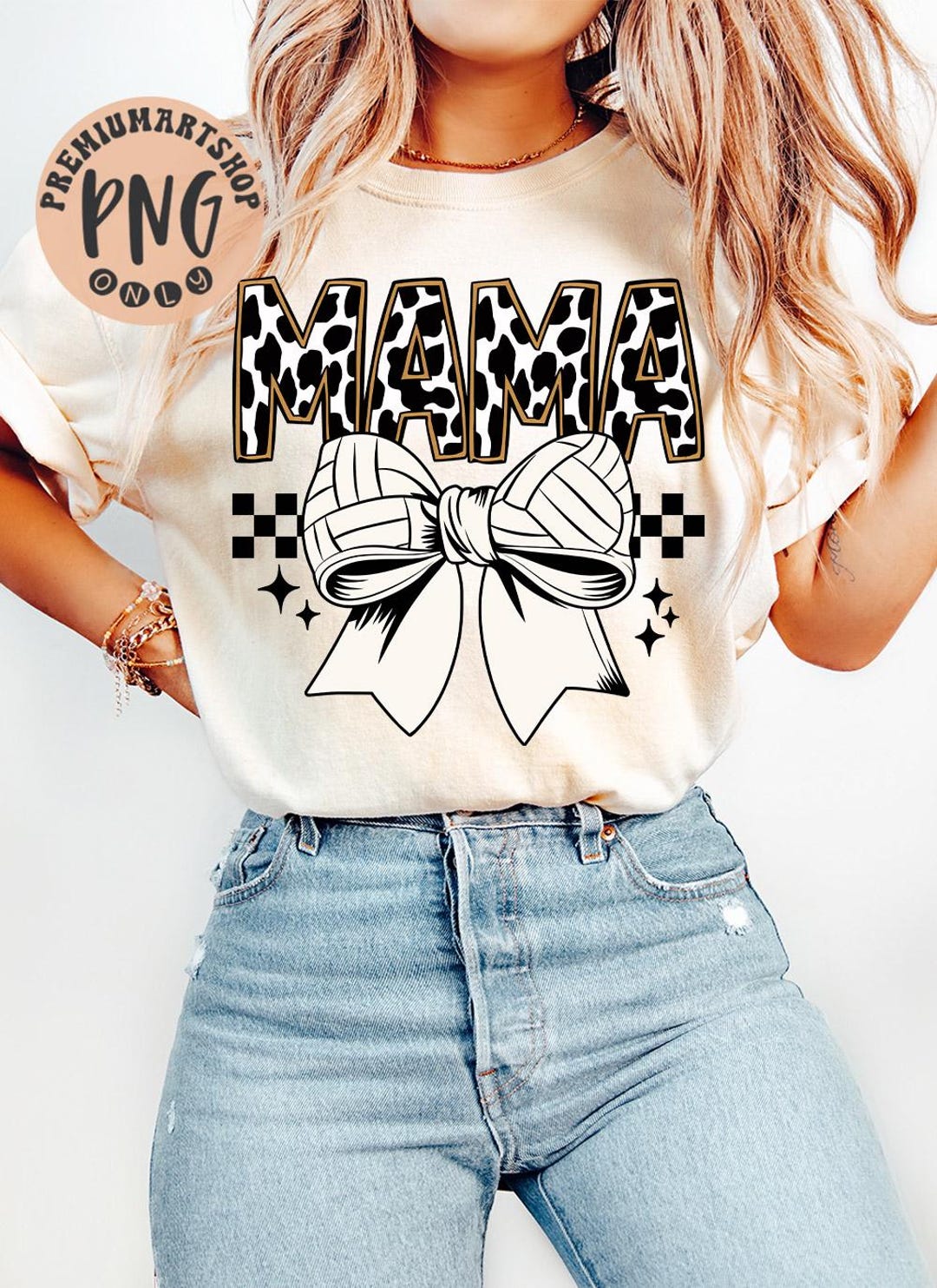 Volleyball Mama Cow Print Coquette Png, Coquette Volleyball Mama ...