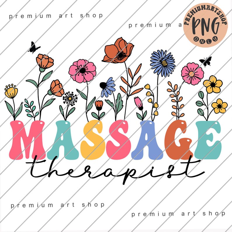 Massage Therapist Floral PNG: Wildflower Sublimation Design (digital ...