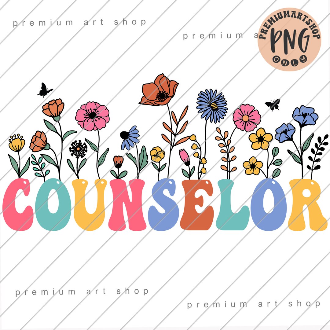 Floral Counselor Back to School PNG, School Counselor Wildflower ...