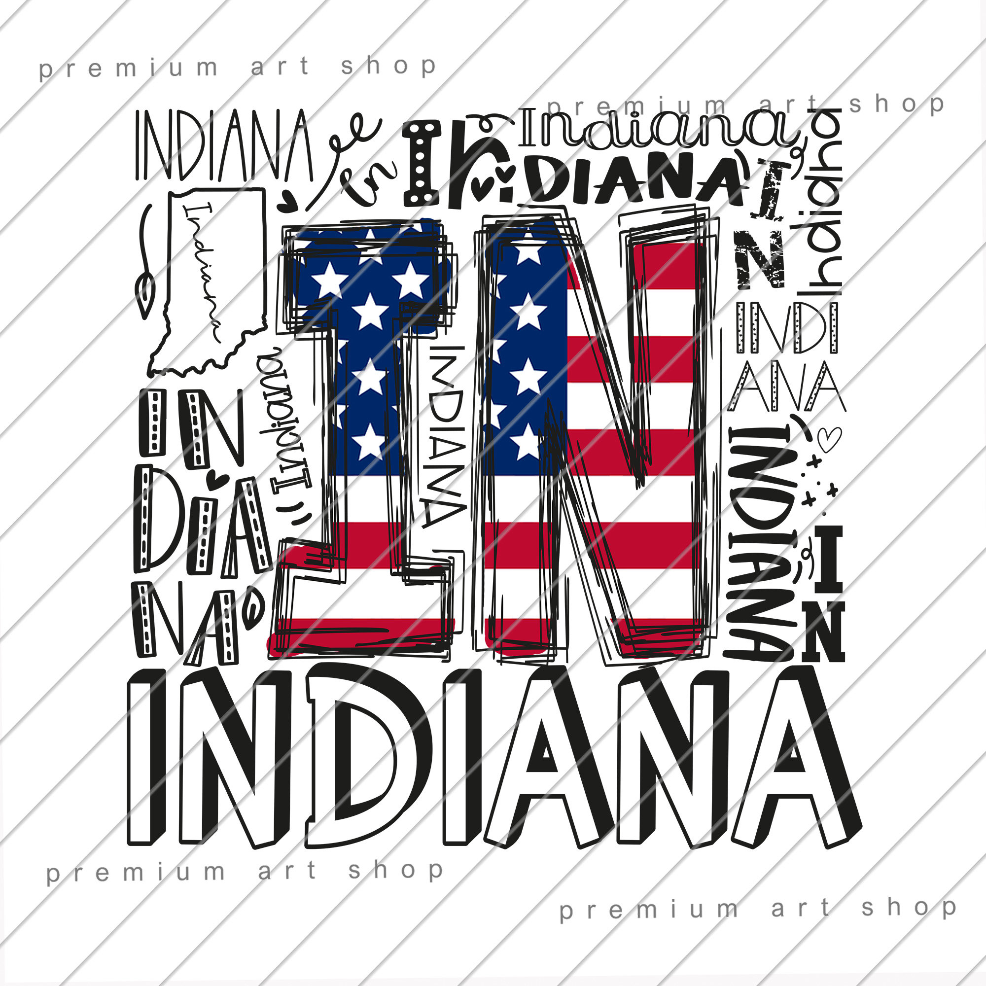Indiana 4th of July PNG, Indiana PNG, American Flag Indiana PNG ...