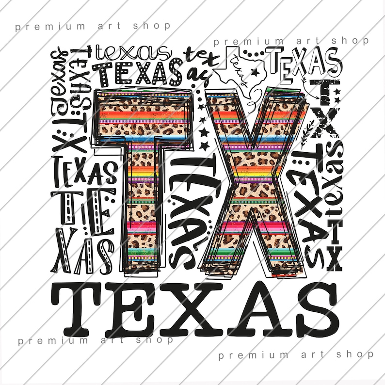 Texas PNG Texas Sublimation Design Download Serape Texas | Etsy