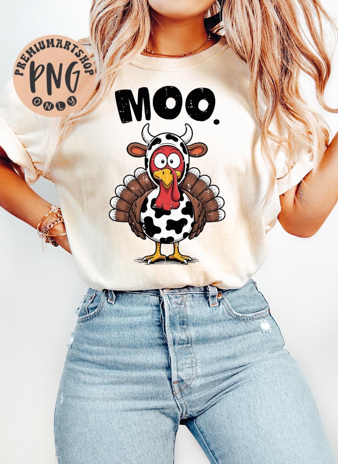 Funny Cow Thanksgiving PNG: Turkey Moo Sublimation (digital Download ...