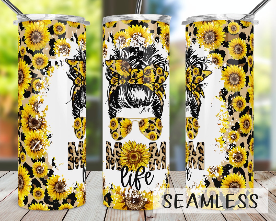 Mom Life Sunflower Tumbler PNG, Mom Life Leopard Sublimation Design ...
