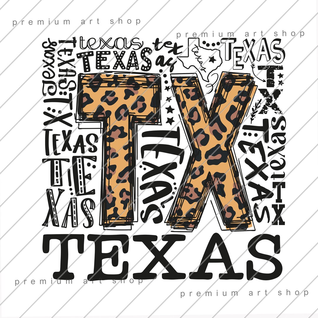 Texas PNG Texas Sublimation Design Download Leopard Texas - Etsy