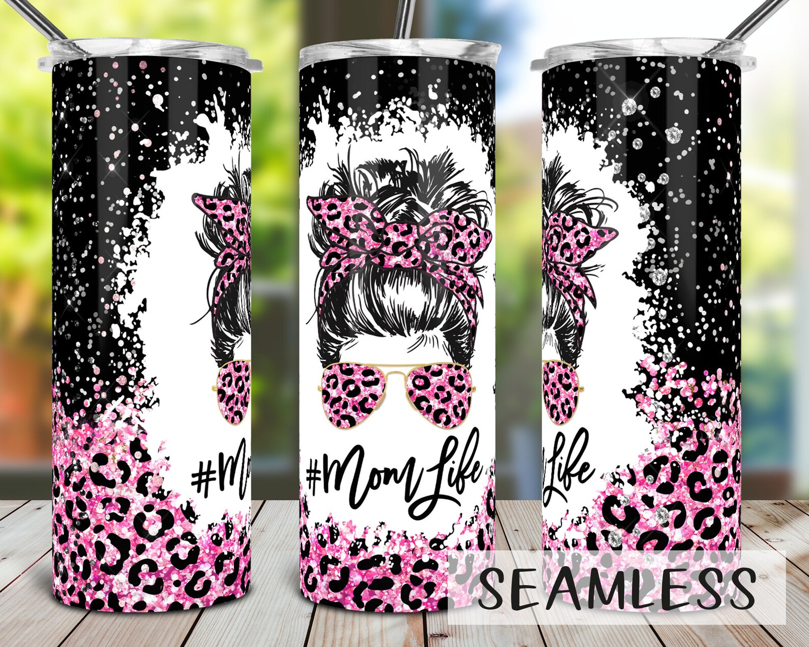 Mom Life Pink Glitter Leopard Tumbler PNG, Pink Mom Life Tumbler ...