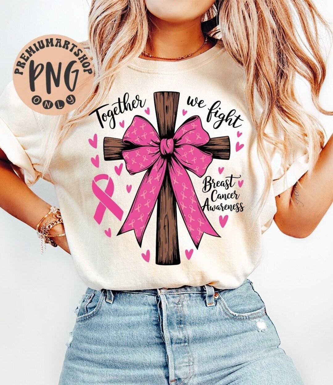Breast Cancer Awareness Png: Faith Cross, Pink Ribbon (digital Download ...