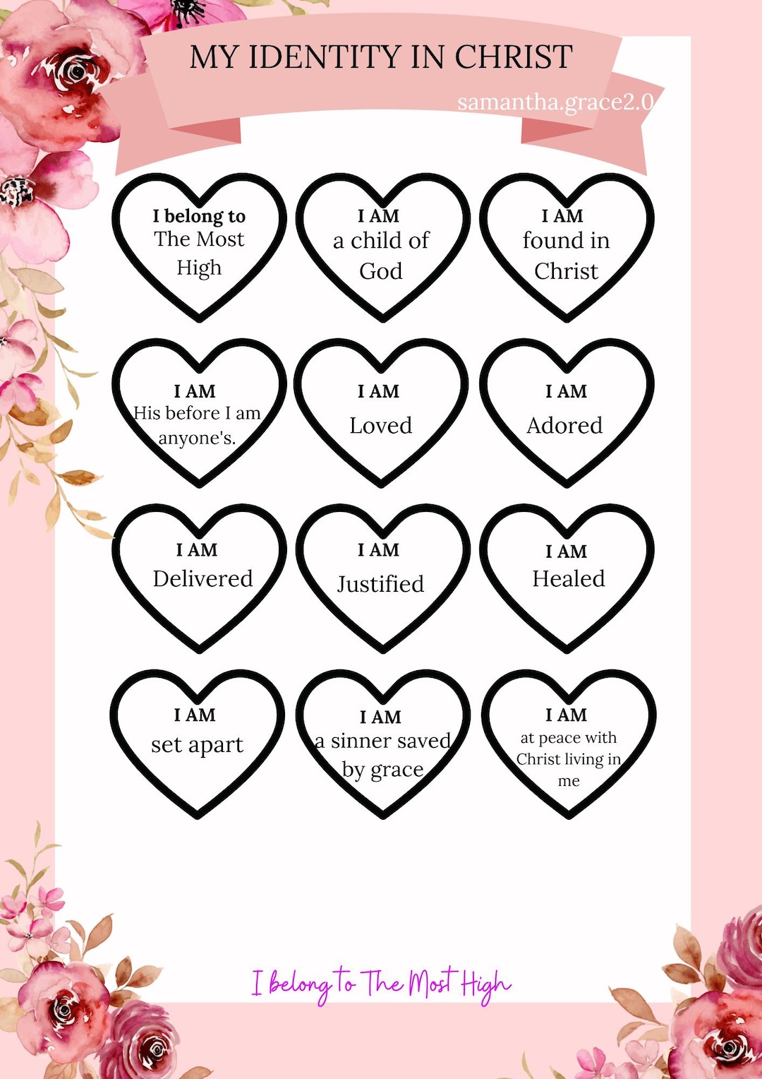 My Identity in Christ Printables - Etsy