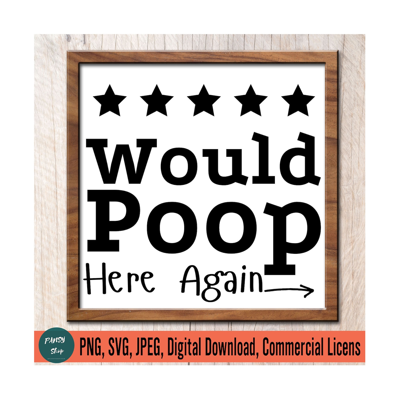 Would Poop Here Again SVG File for Cricut Bathroom Signs - Etsy Australia