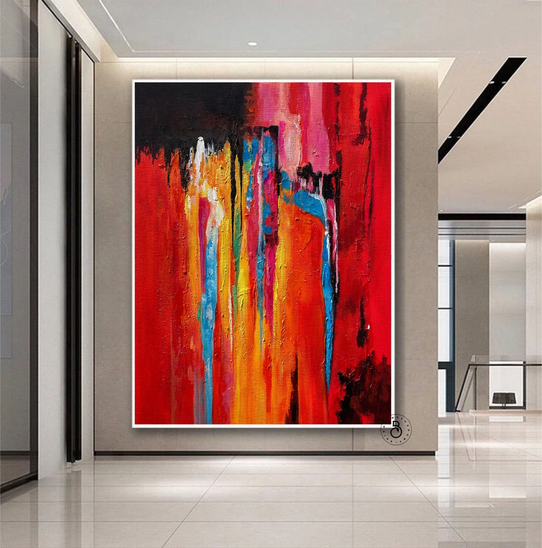 Red Huge Size Wall Art With Heavy Textures | 22BISRTM50Y - Etsy