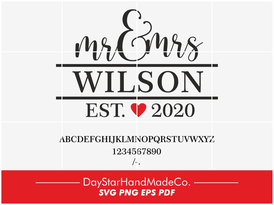 Mr, Mrs Est. Svg Cut File. Home Decorating Name Plate Svg Png Eps Pdf ...