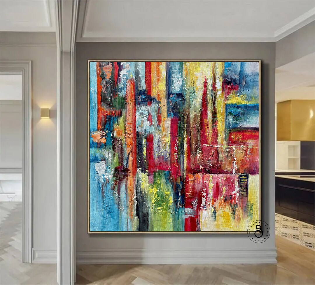 Abstract Colorful Wall Art | Huge Size Wall Art With Heavy Textured ...
