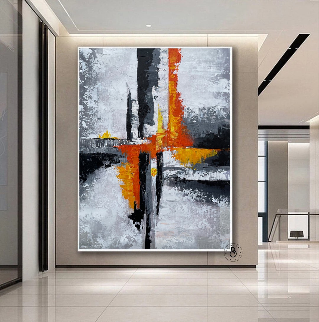 Silver Lining Handmade Painting on Canvas, Huge Size Wall Art With ...