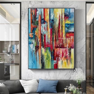 Abstract Colorful Wall Art | Huge Size Wall Art With Heavy Textured ...