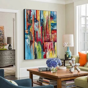 Abstract Colorful Wall Art | Huge Size Wall Art With Heavy Textured ...