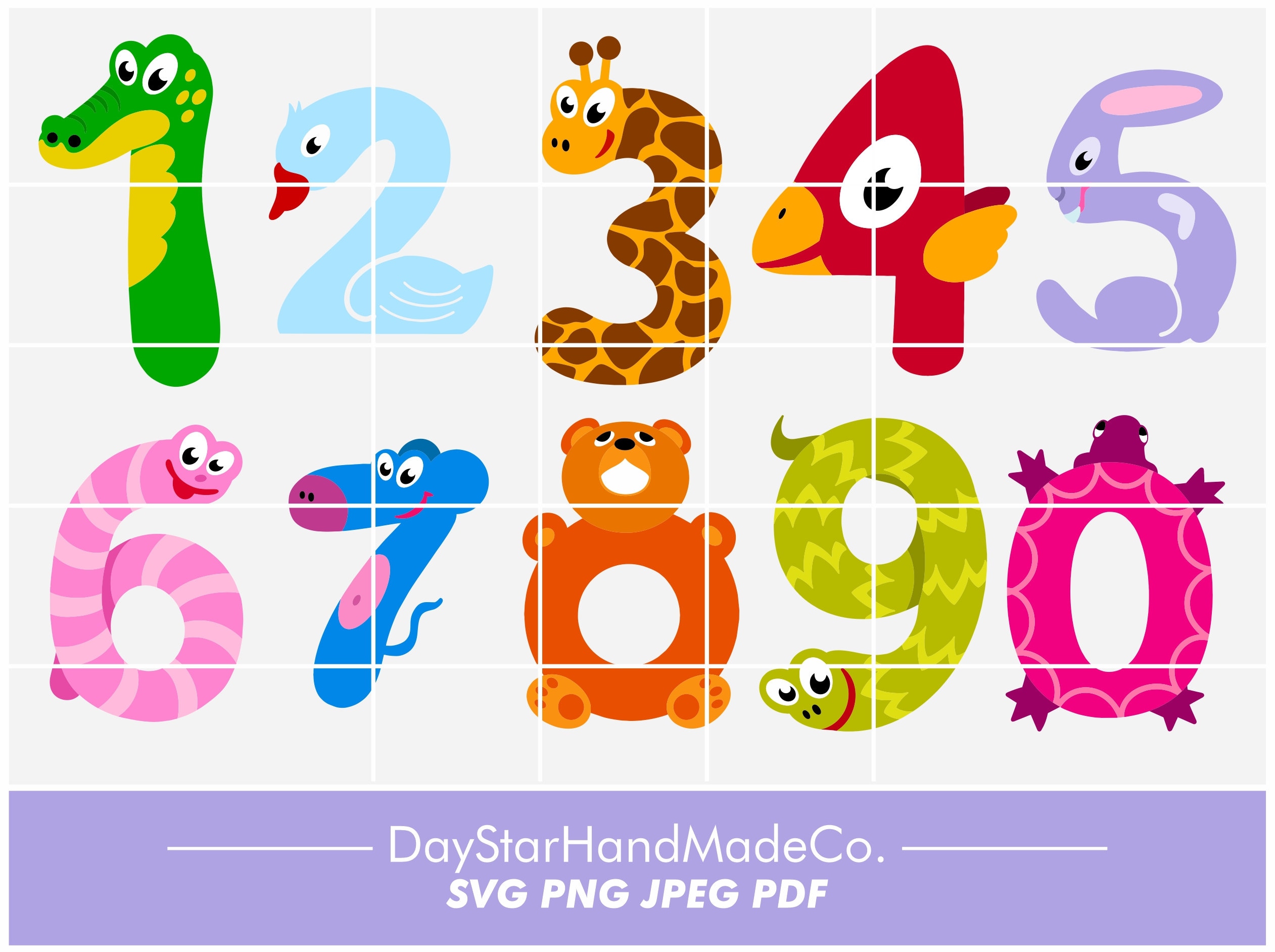 Cute Animal Numerical Numbers. Svg Cut File. Hand Drawn - Etsy