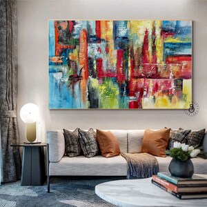 Abstract Colorful Wall Art | Huge Size Wall Art With Heavy Textured ...