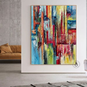 Abstract Colorful Wall Art | Huge Size Wall Art With Heavy Textured ...