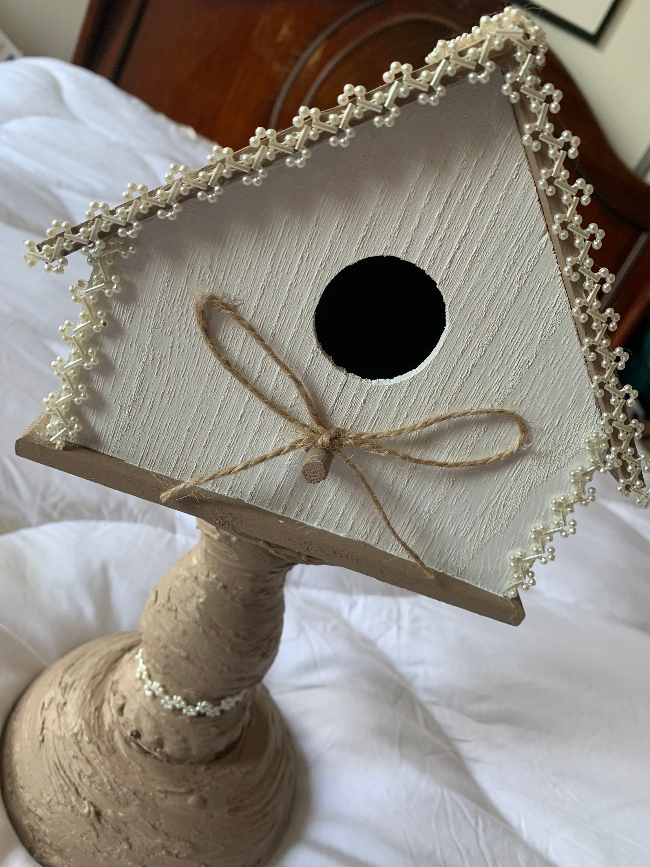 Pedestal Beaded Lace Birdhouse - Etsy