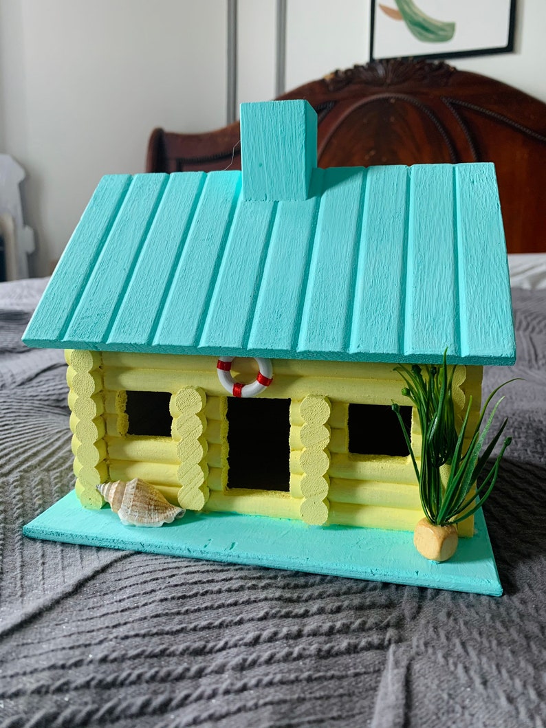 Beach Log Cabin Birdhouse - Etsy
