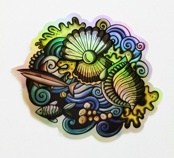 Holographic Reef Sticker Fish Sticker Waterproof Sticker | Etsy