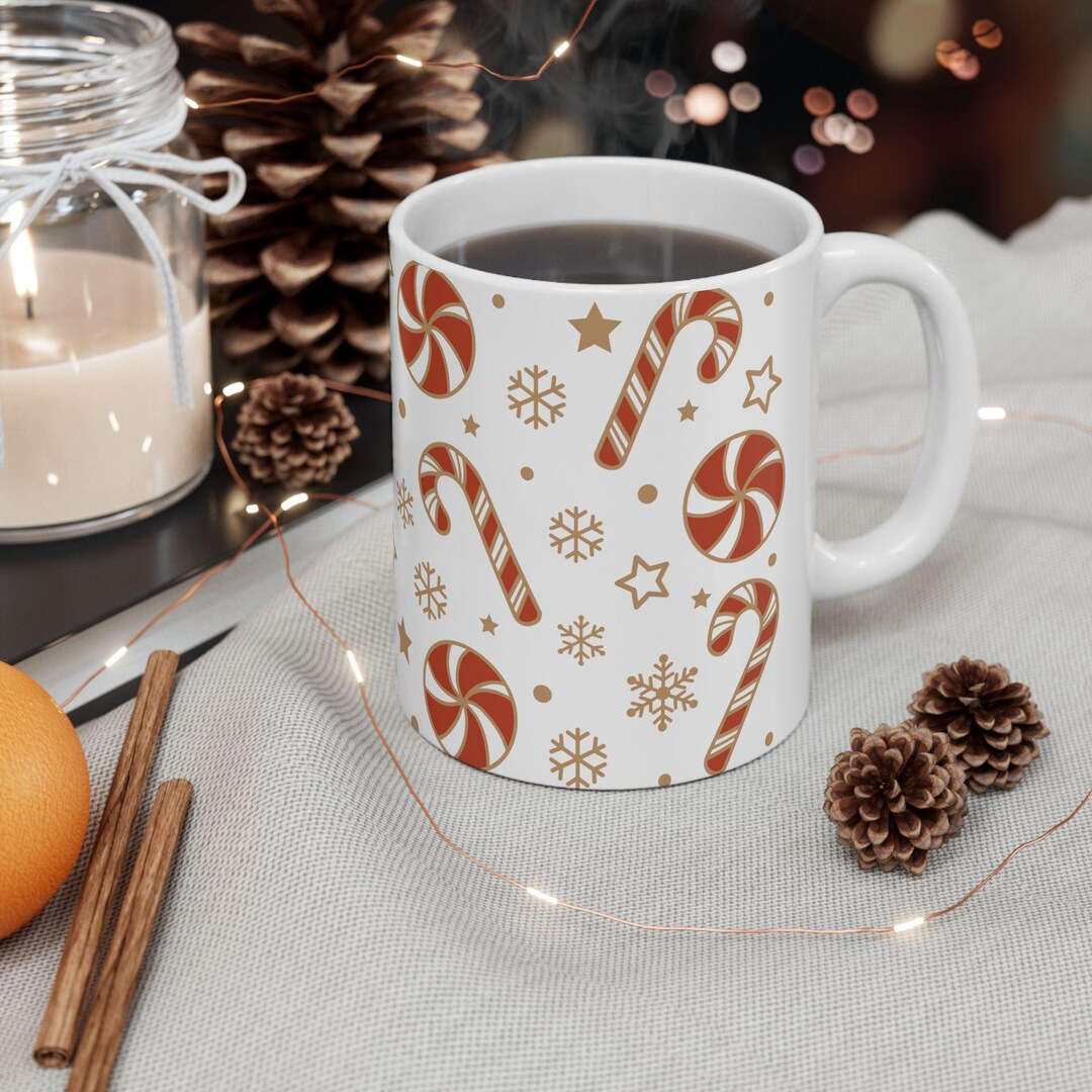 Candy Cane Christmas 11 Oz Ceramic Mug; Christmas Holiday Gift; Hot ...