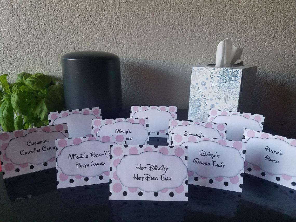 Mickey Mouse Clubhouse, Minnie Mouse Place Cards, Food Labels, Birthday ...
