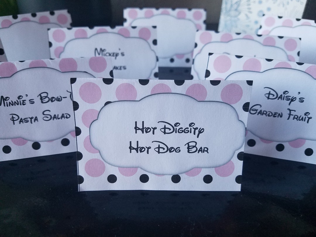 Mickey Mouse Clubhouse, Minnie Mouse Place Cards, Food Labels, Birthday ...