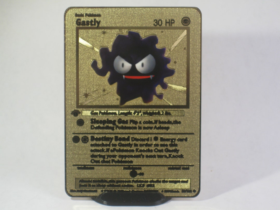 Custom Made Gold Metal Pokémon Card Ghastly 1st Edition - Etsy