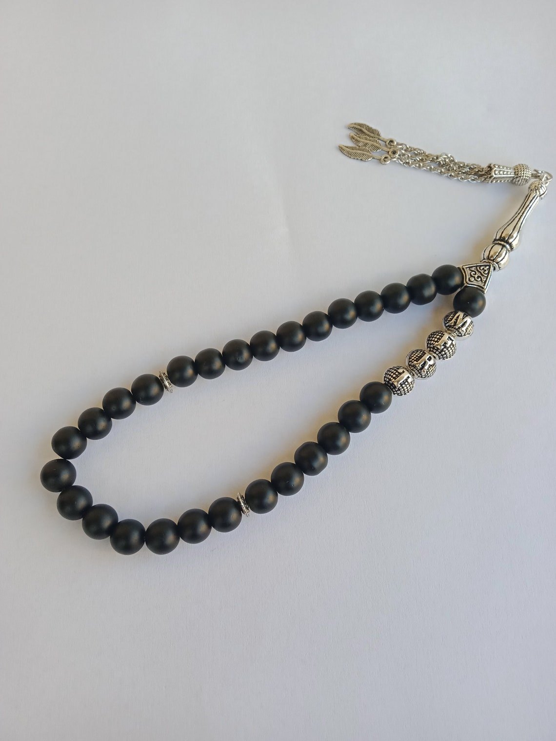 Personalized Tasbih Custom Name With Matte Black Stone Round | Etsy