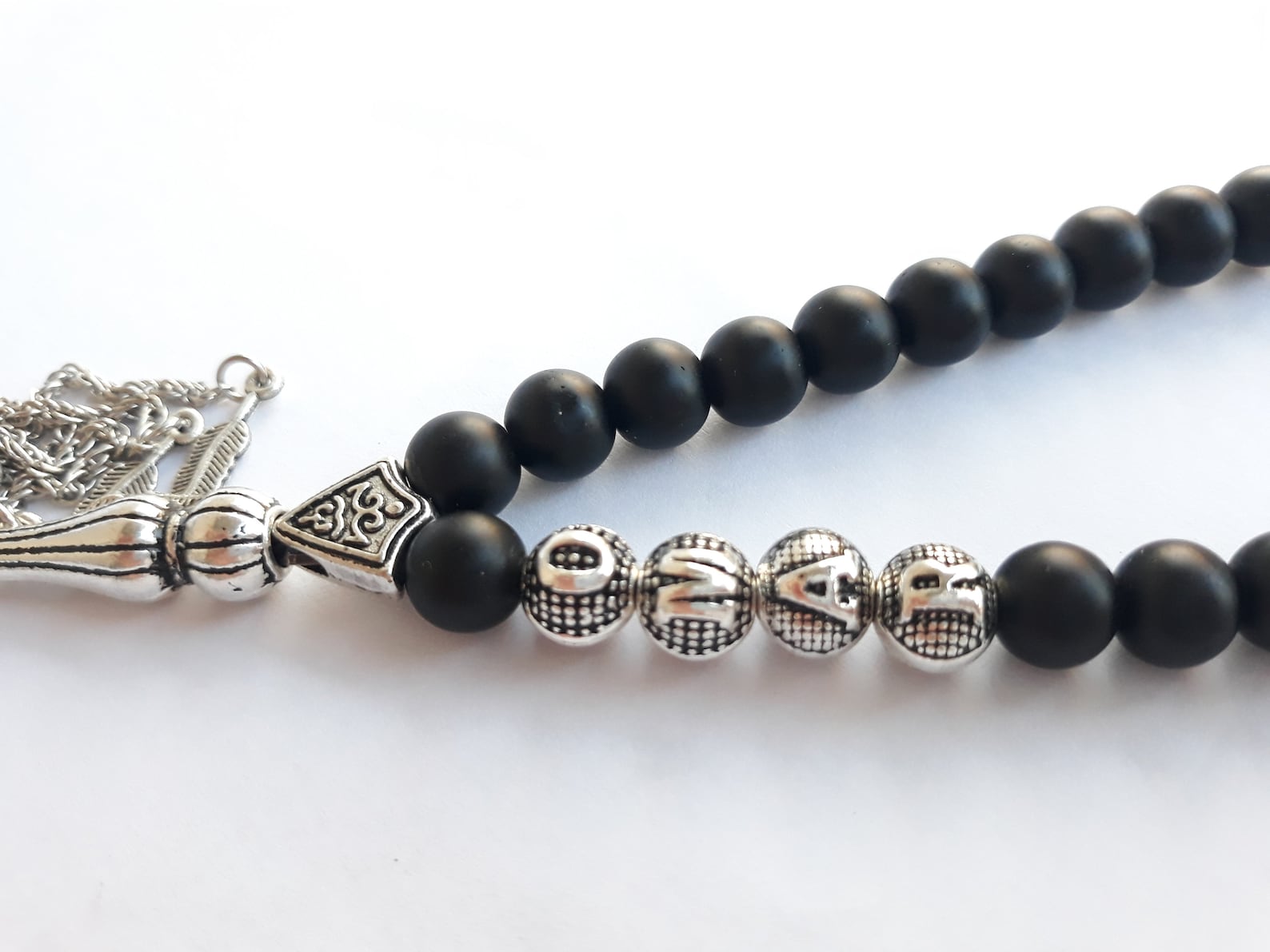 Personalized Tasbih Custom Name With Matte Black Stone Round | Etsy