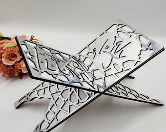 Wooden Folding Quran Stand, Portable Reading Table, Carved Wooden ...