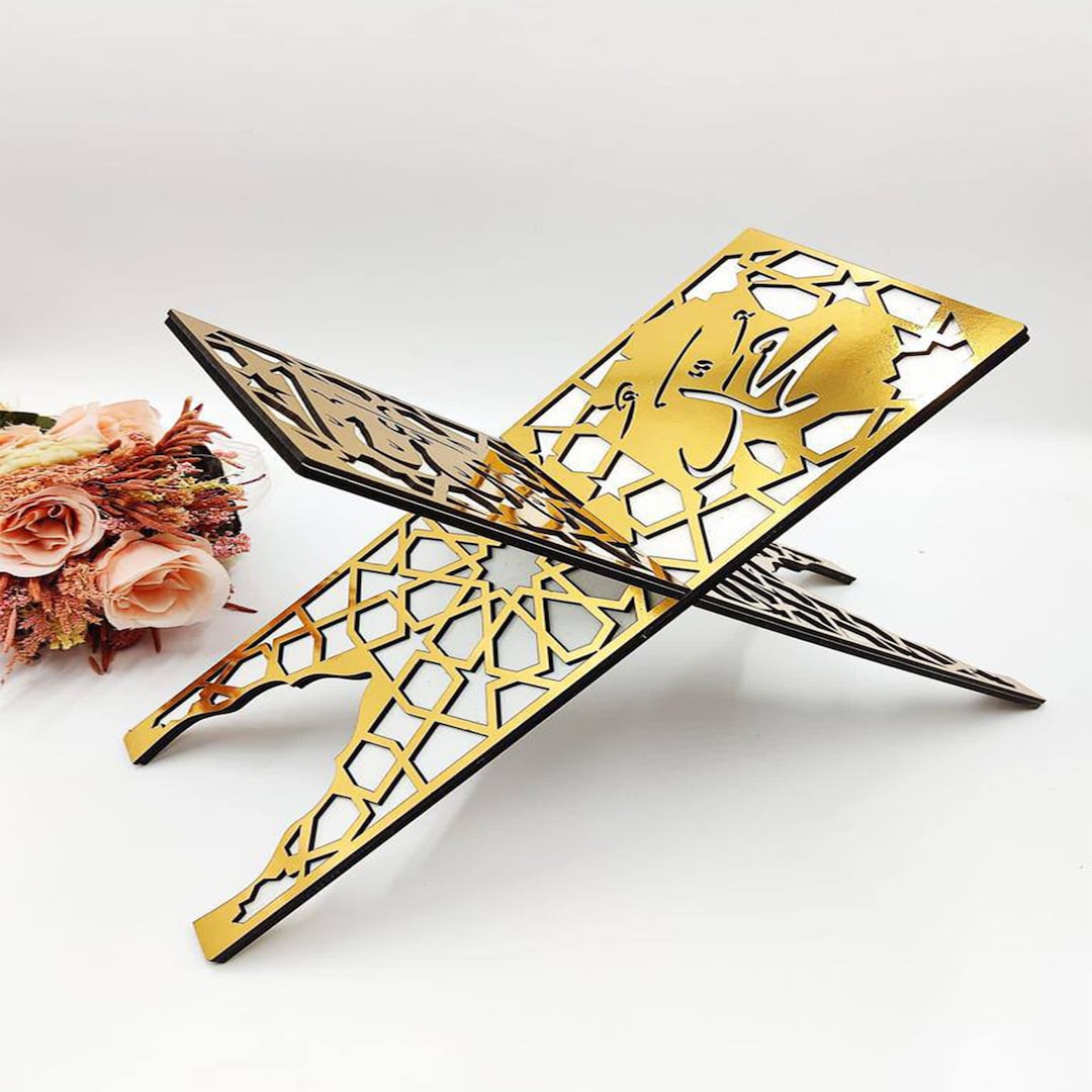Wooden Folding Quran Stand, Portable Reading Table, Carved Wooden ...