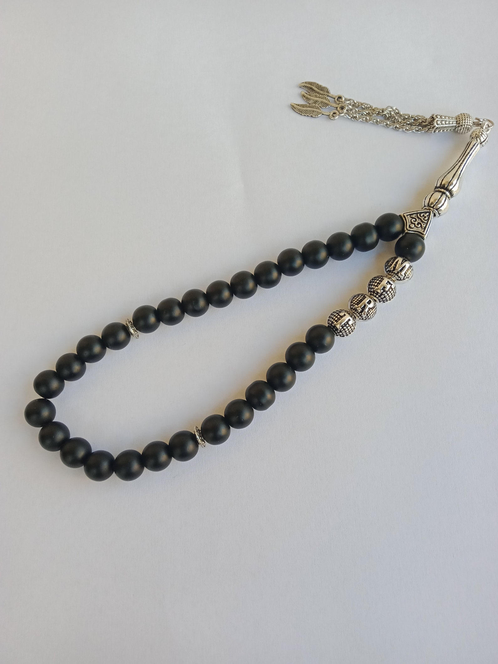 Onyx Tasbih Custom Name With Matte Black Stone Round Prayer | Etsy