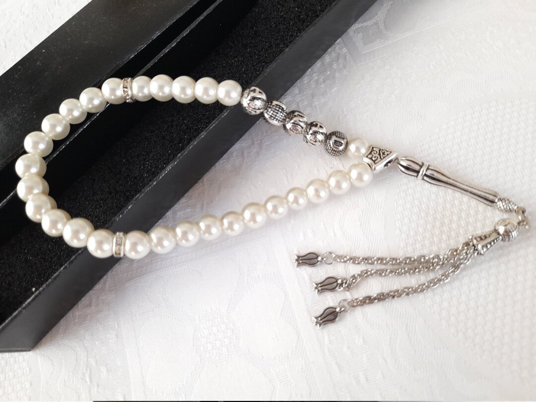 Personalized Pearl Islamic Prayer Beads: Custom Name Tasbih - Etsy