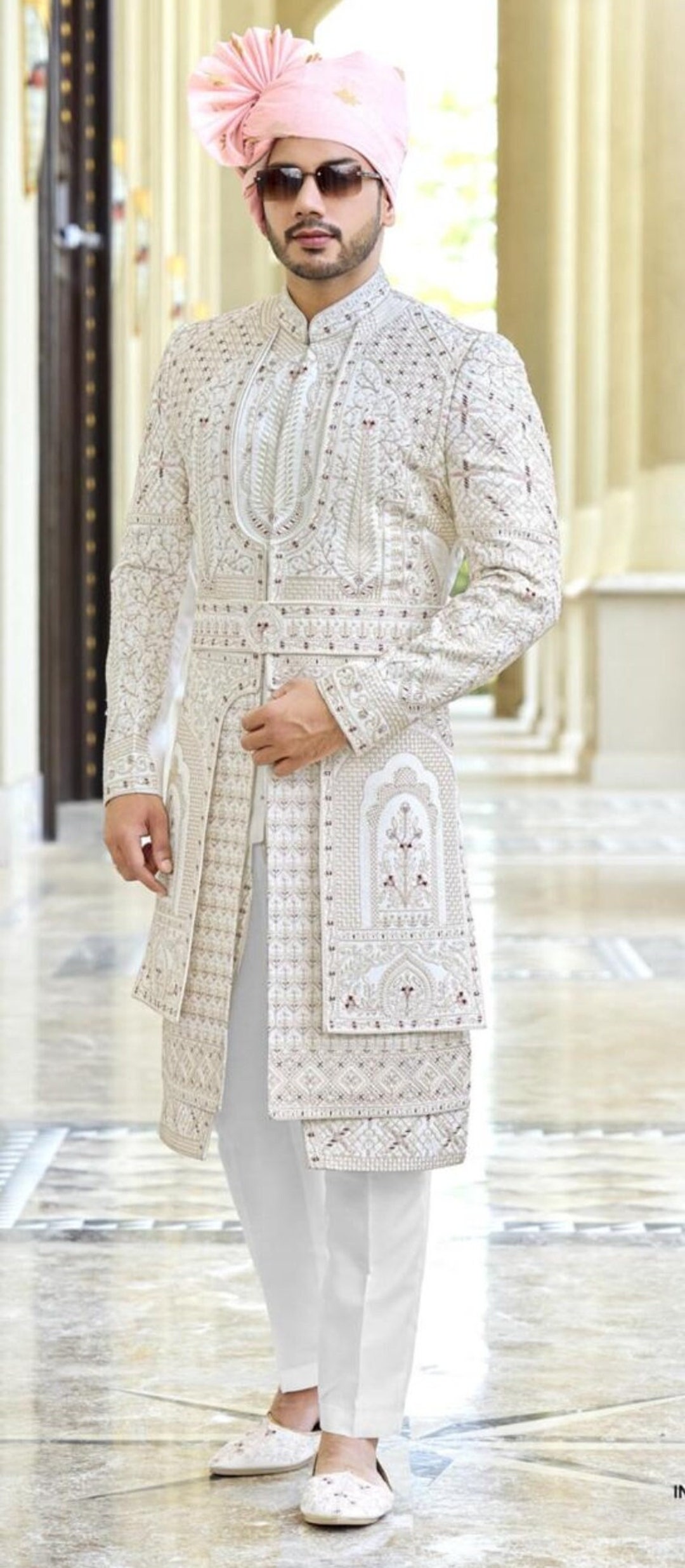 Mens Indian Latest Design for White Indo Western Sherwani Groom Wedding ...