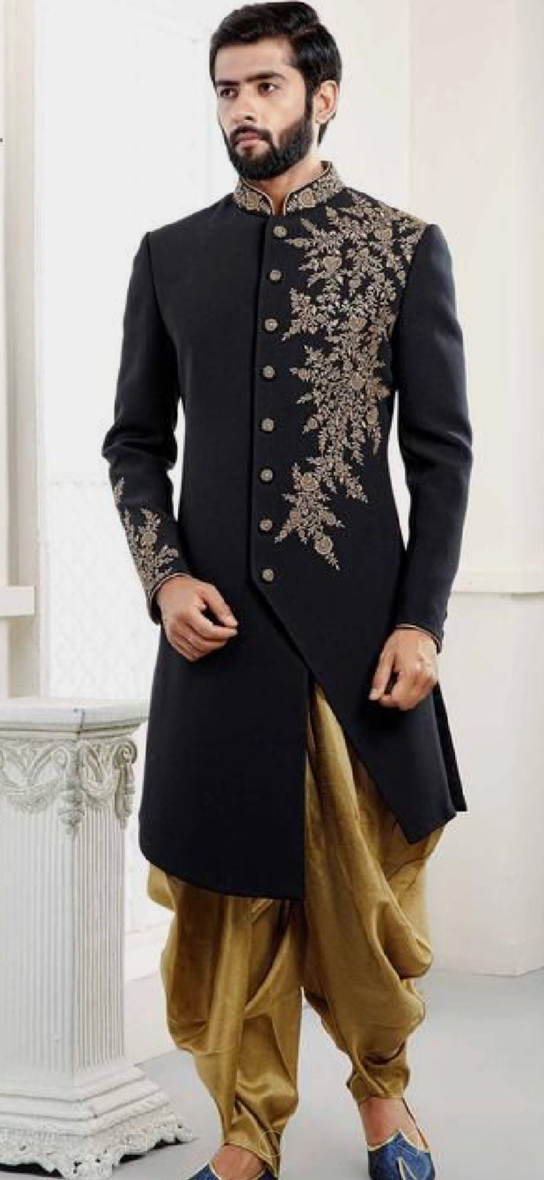 Mens Indian Latest Design For Black Indo Western Sherwani | Etsy