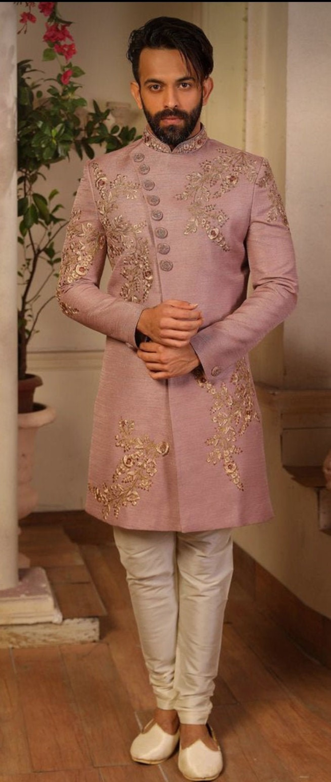 Mens Indian Latest Design for Light Purple Indo Western Sherwani Groom ...