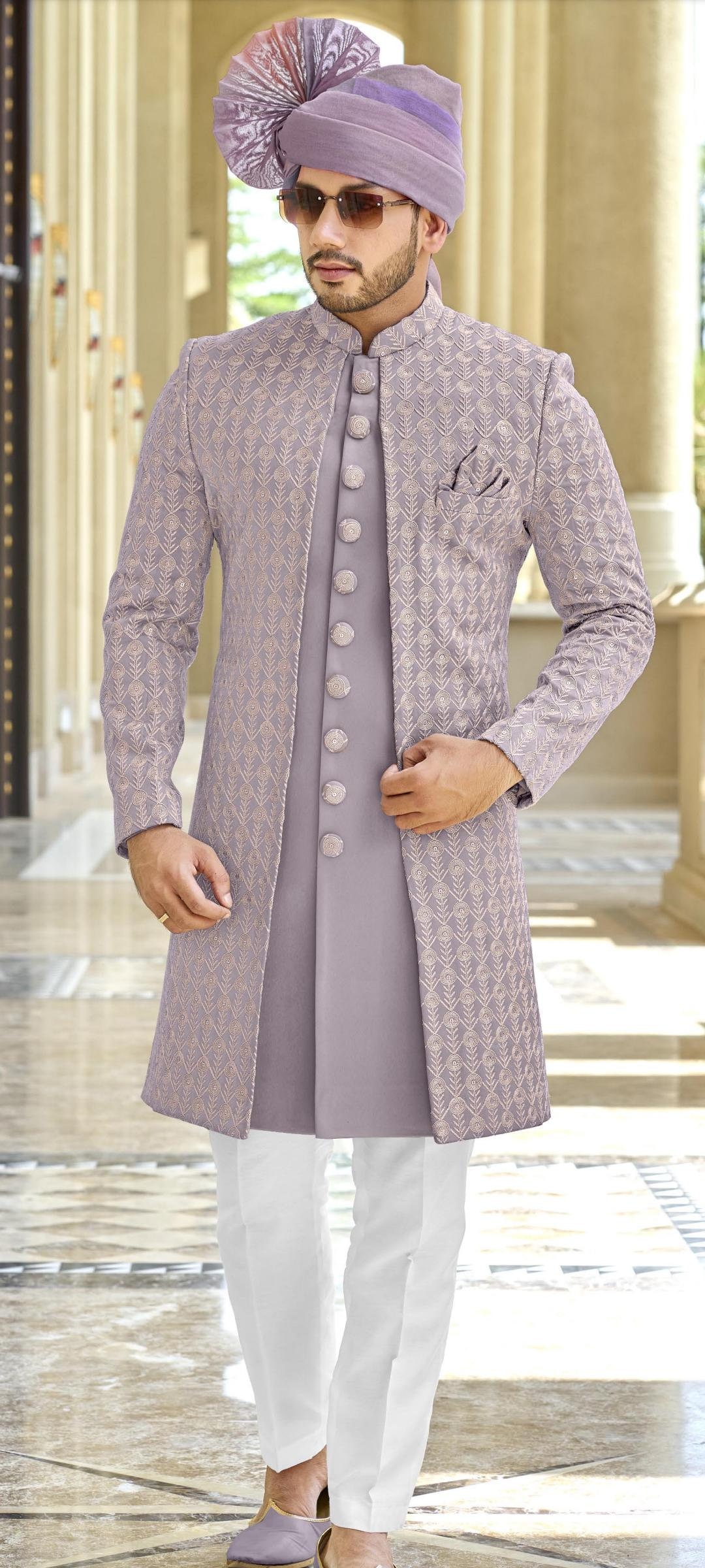 Mens Indian Latest Design for Lavender Colour Indo Western Sherwani ...